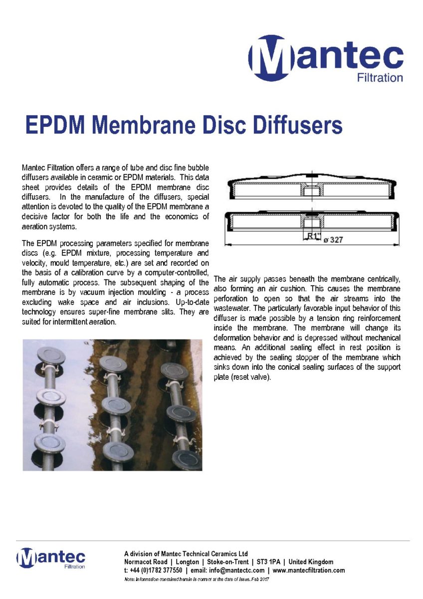 MF EPDM Membrane Disc Diffusers v0 – Mantec Filtration